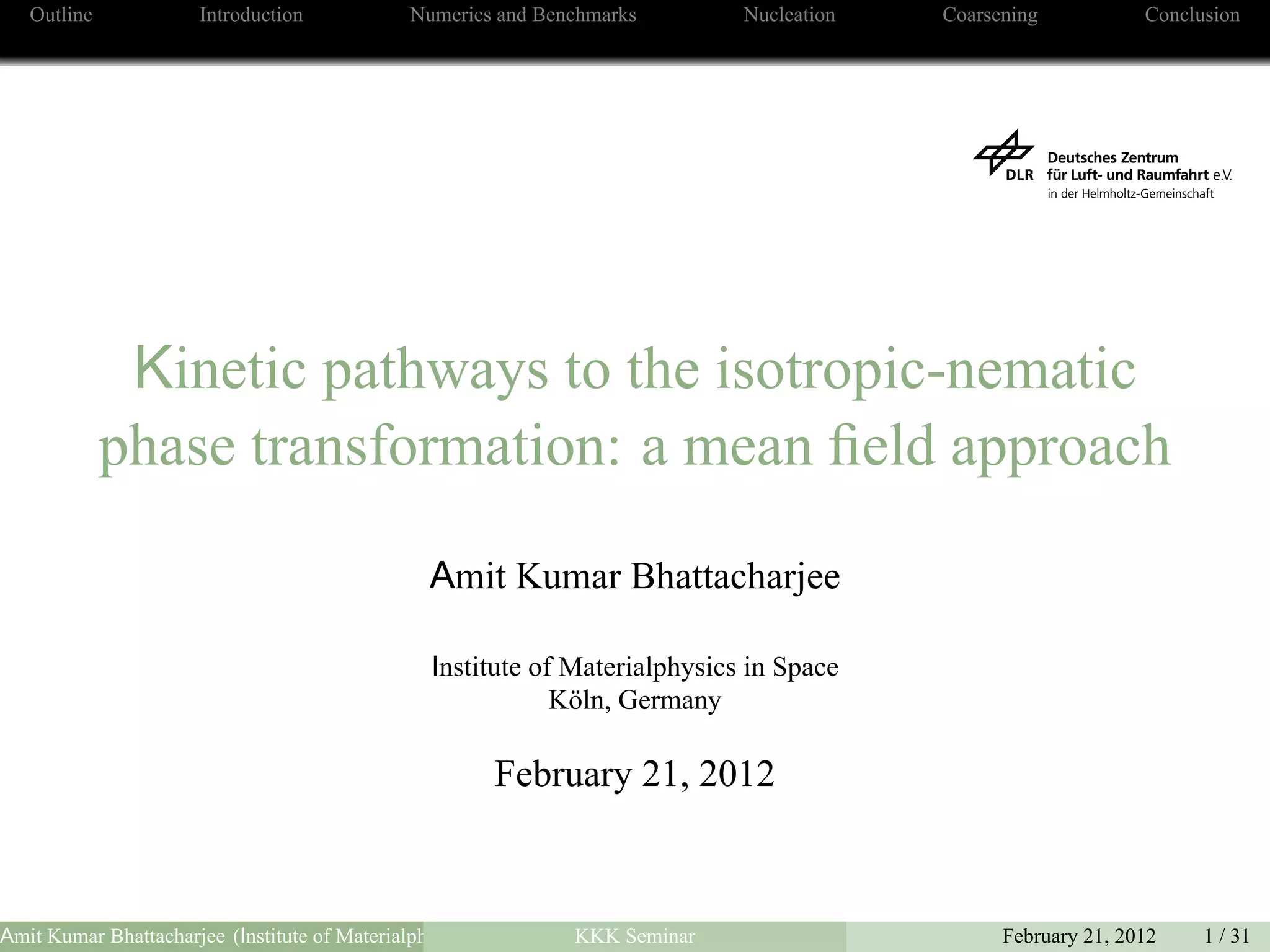 Kinetic Pathways To The Isotropic Nematic Phase Transformation A Mean