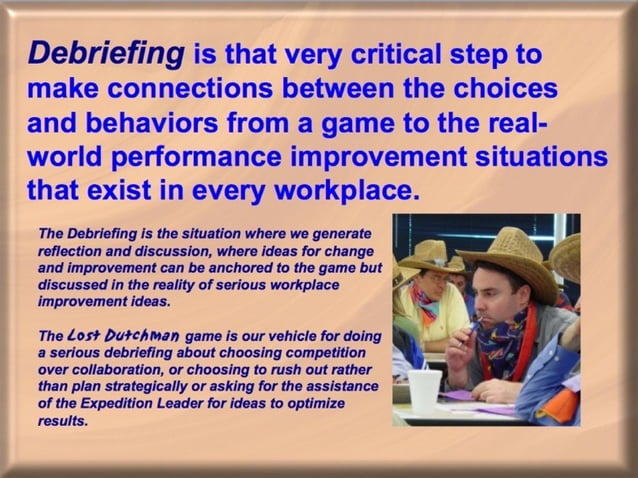 Debriefing Experiential Team Building Exercises - Overview using Lost ...
