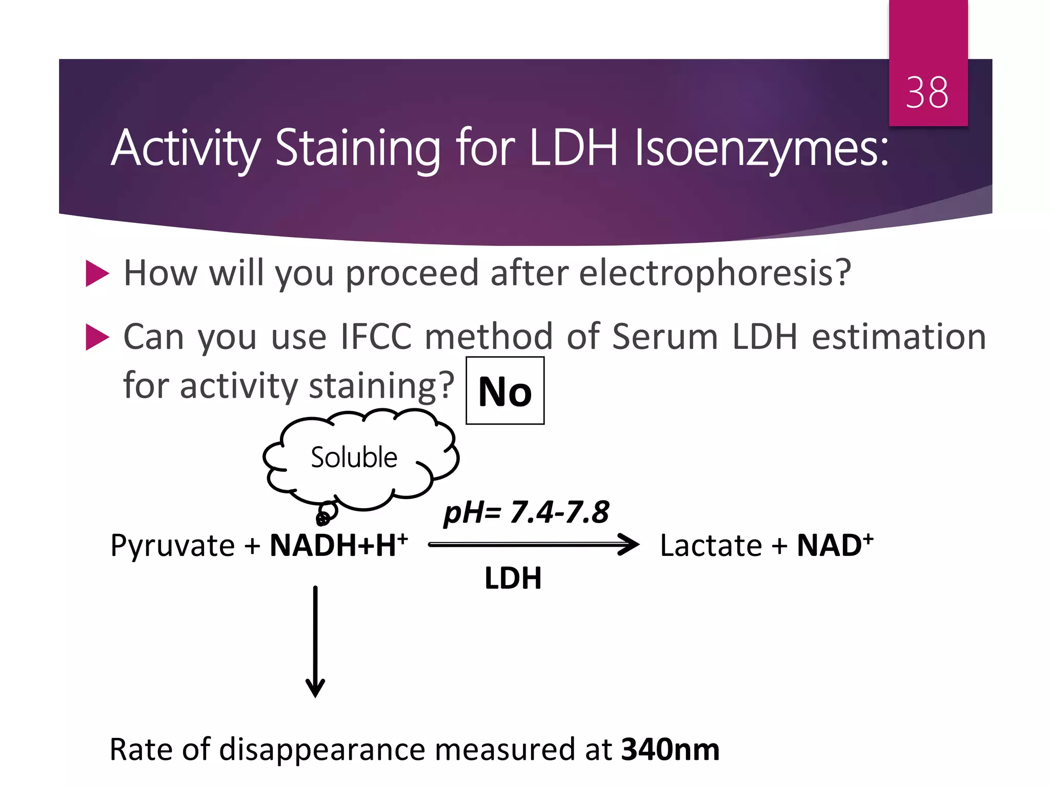 Electrophoresis of LDH Isoenzymes and Activity Staining | PPTX