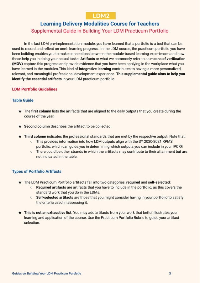 Ldm 2-teachers-guides-on-practicum-portfolio-building (1) | PDF | Workshops and Classes ...
