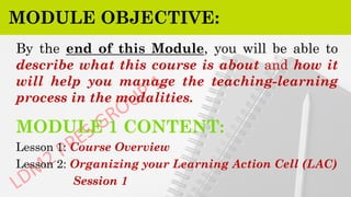 Learning Delivery Modalities Course 2: | PDF