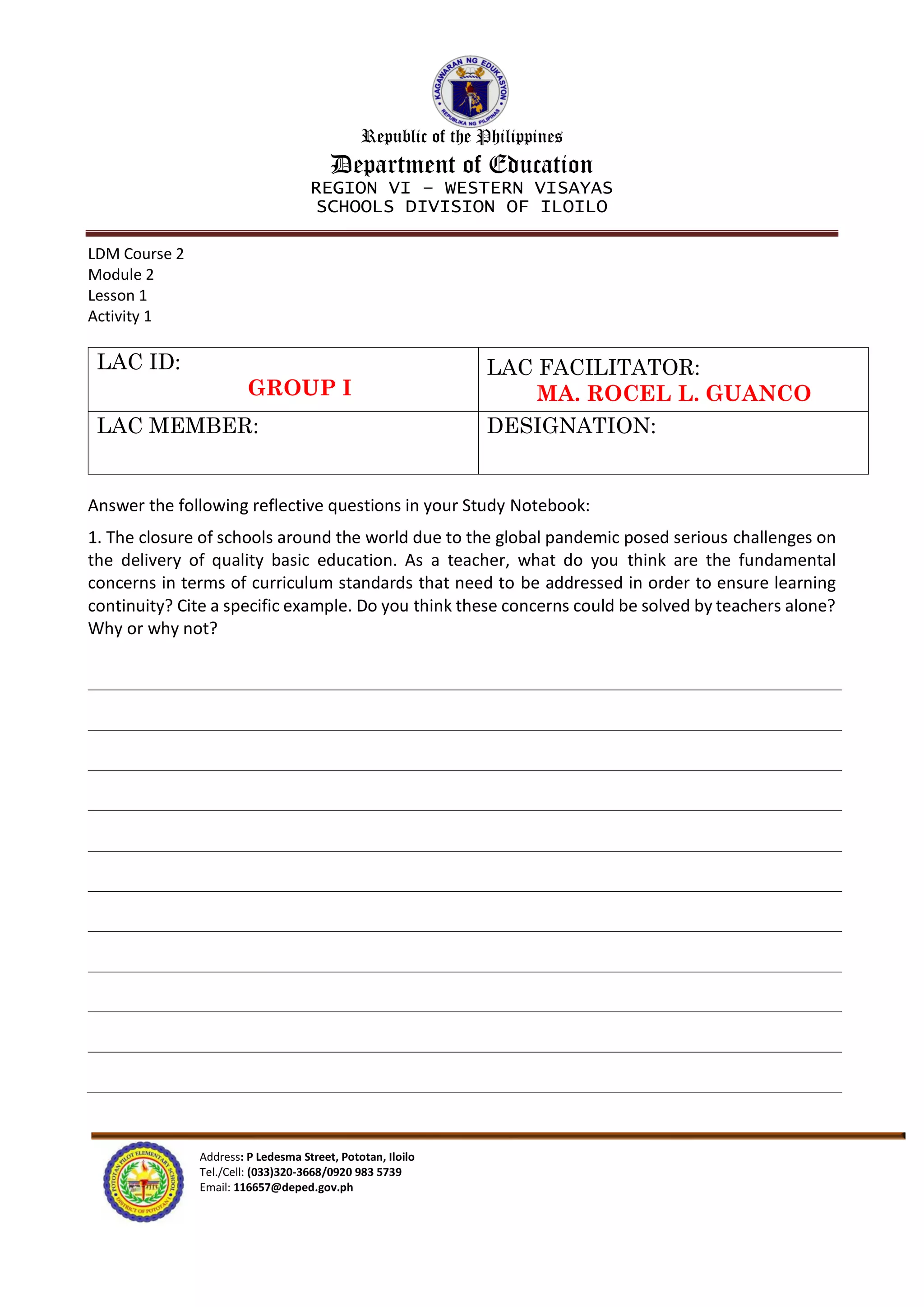 Learning Delivery Modalities Course 2: worksheets | PDF