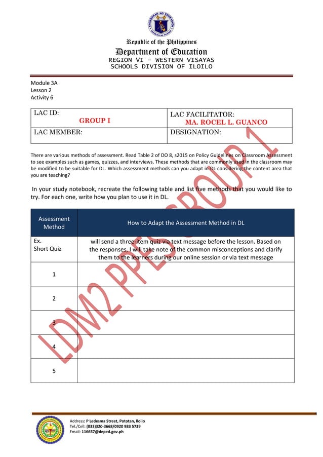 Learning Delivery Modalities Course 2: worksheets | PDF