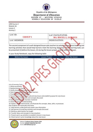 Learning Delivery Modalities Course 2: worksheets | PDF