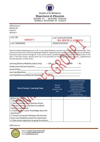 Learning Delivery Modalities Course 2: worksheets | PDF