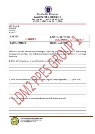 Learning Delivery Modalities Course 2: worksheets | PDF