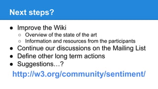 Linked Data Models for Emotion and Sentiment Analysis W3C Community Group | PPT