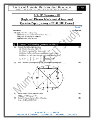 [Question Paper] Logic, Discrete Mathematical Structures (Old Course ...