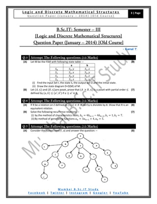 [Question Paper] Logic, Discrete Mathematical Structures (Old Course ...