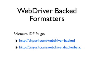 From IDE to Selenium 2 | PPT