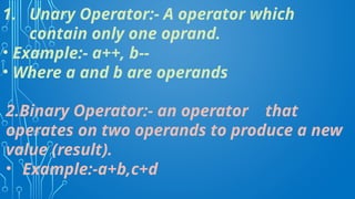 Operators Of C in C programming language | PPTX