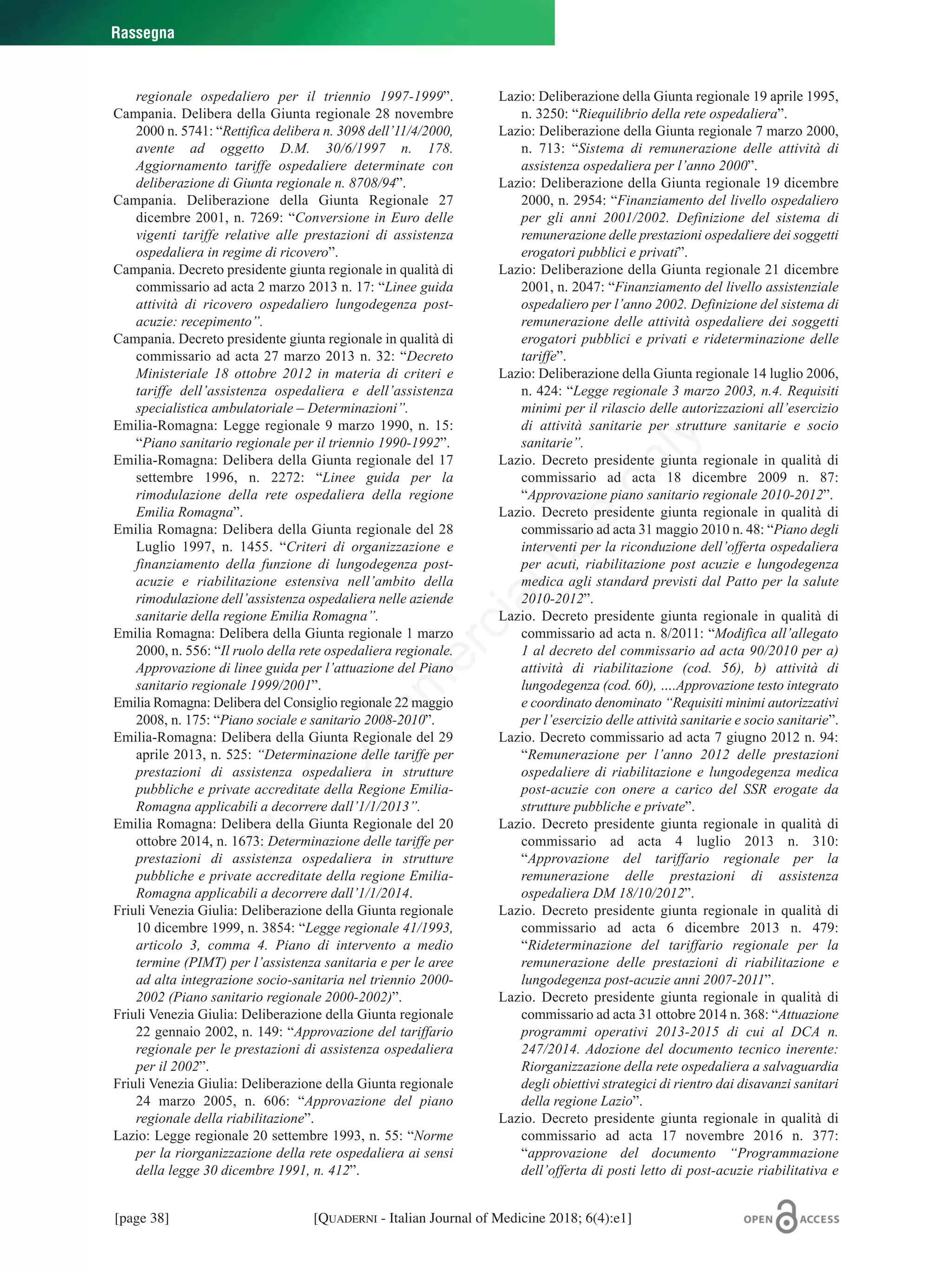 La lungodegenza post-acuzie in Italia | PDF