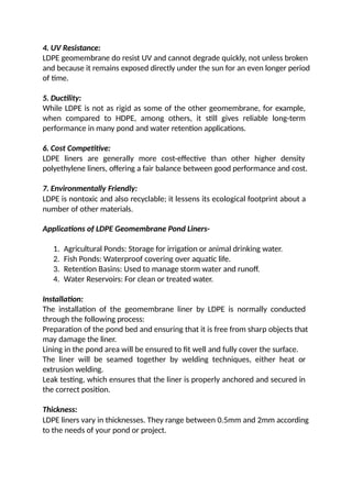 LDPE geomembrane pond liners uses and application | PDF