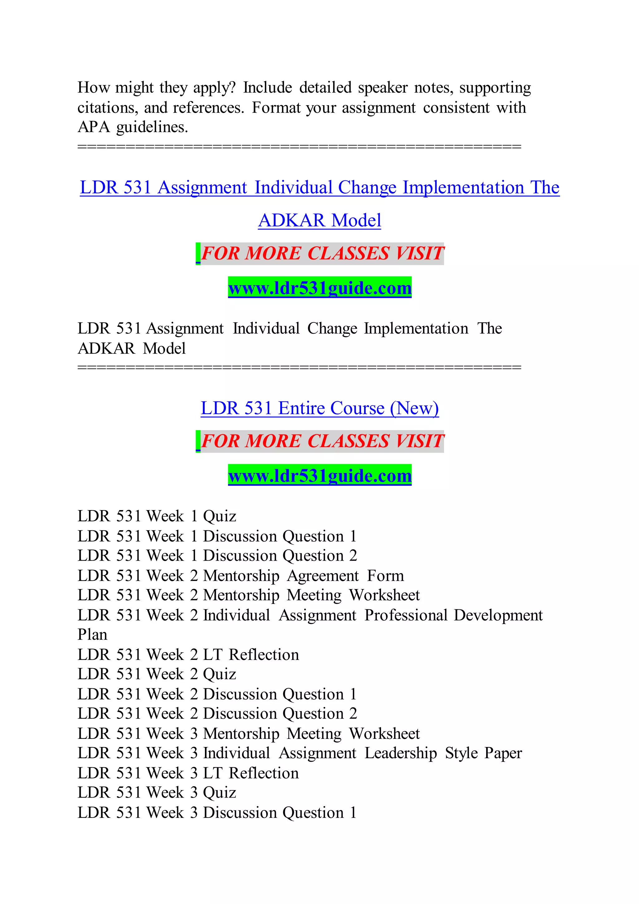 LDR 531 GUIDE Education Planning--ldr531guide.com