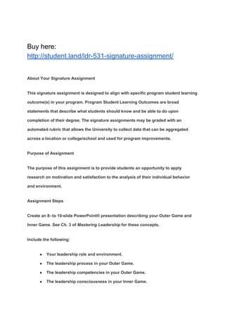 LDR 531 Signature Assignment | PDF
