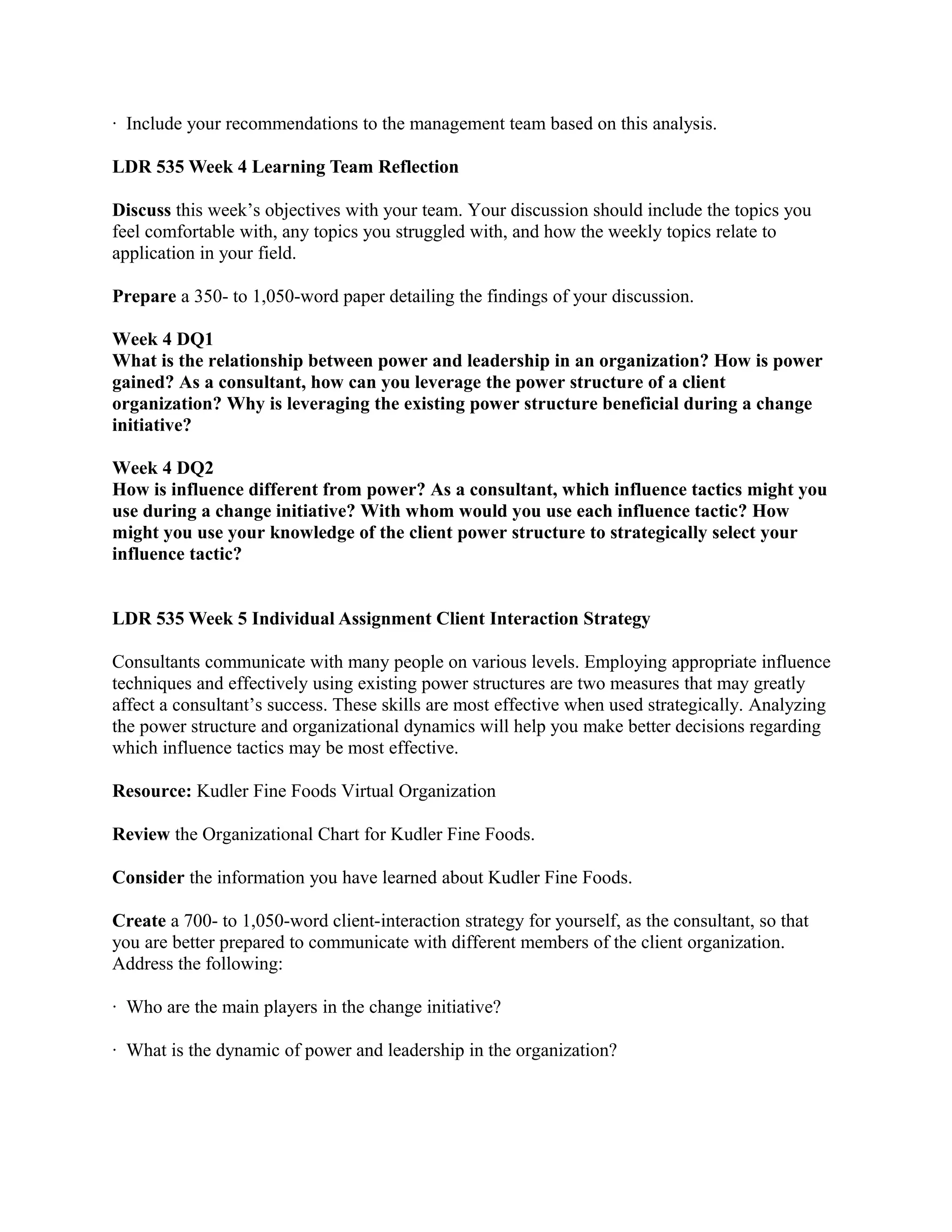 Ldr 535 entire course | DOC
