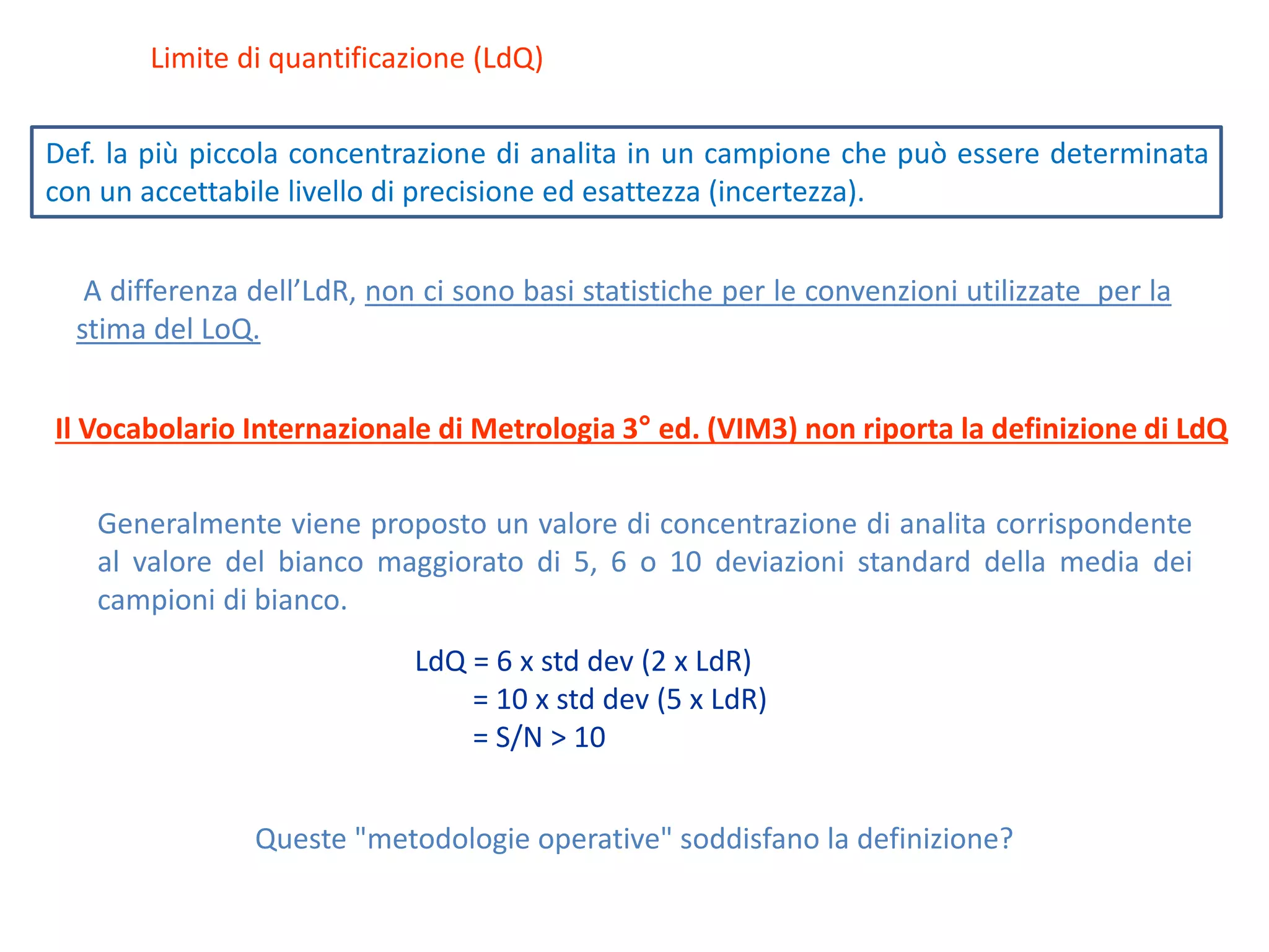 LdR e LdQ dei metodi analitici | PDF