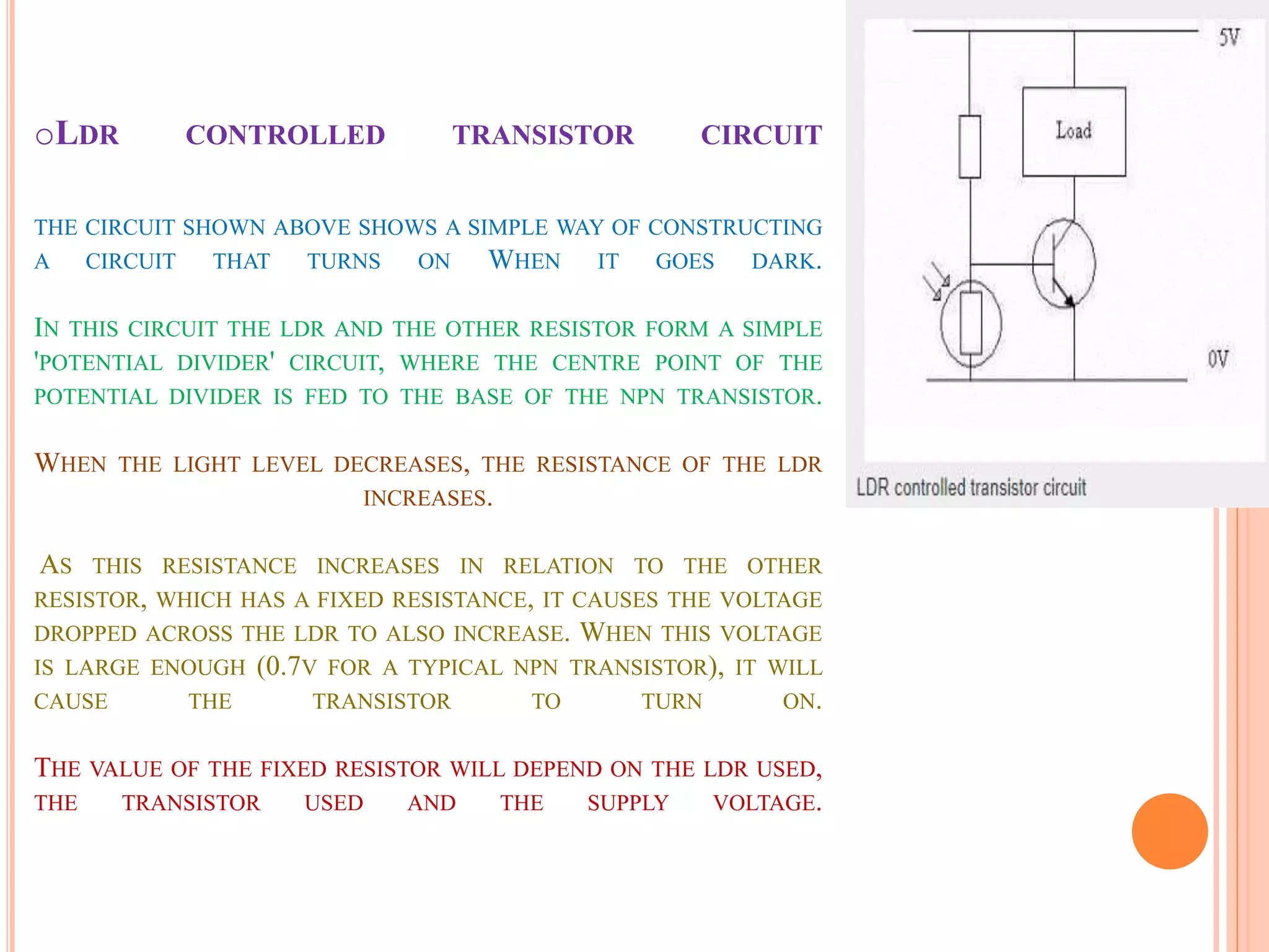 LDR ( light dependent resistor) | PPTX