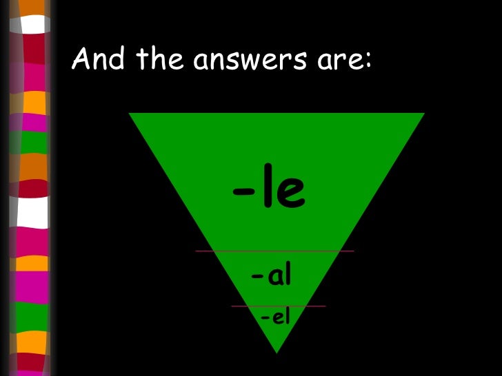 Spelling Words Ending With le el And al Spelling Words Ending With le el And al