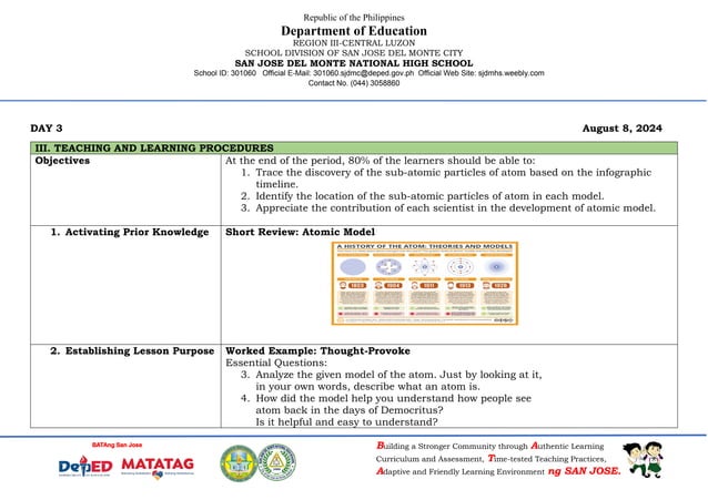 LE-WEEK-1 science grade 7 sample exemplar | DOCX | Education industry | Industries