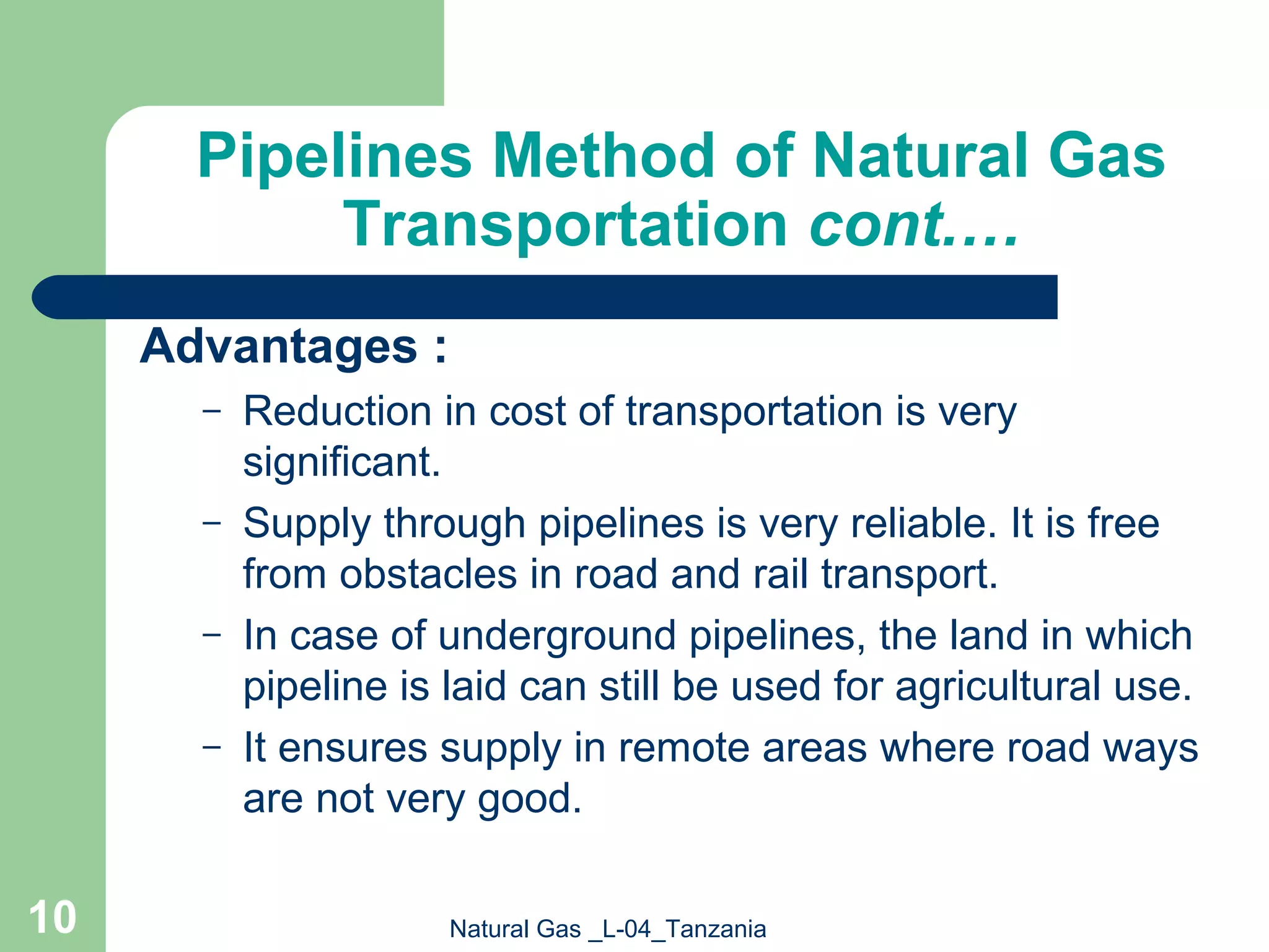 Le 03 Natural Gas (NG) Transportation and Distribution | PPT