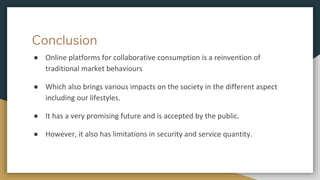 Online platforms for collaborative consumption | PPTX