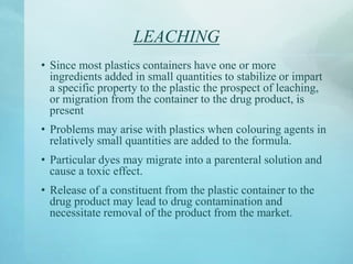 Leaching and Sorption | Chemical Reactivity | Modification | PPTX