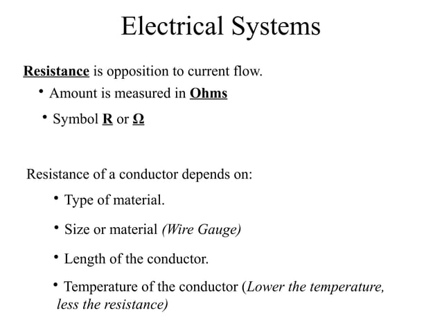Leacture 8 electrical systems | PPT