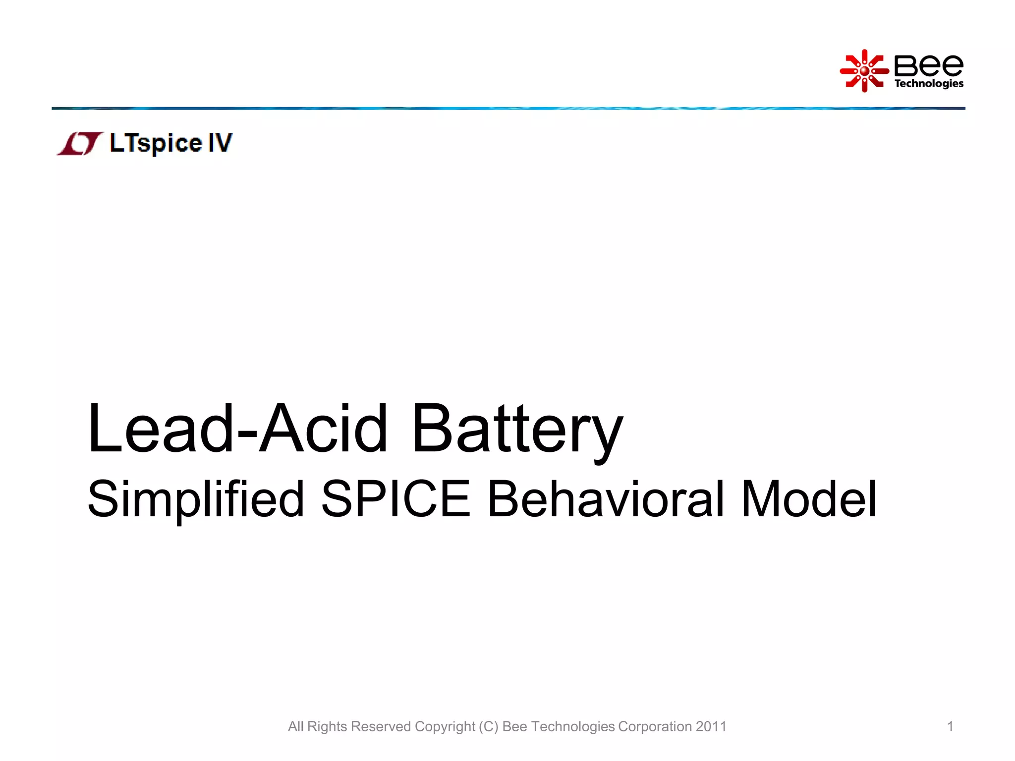 Simple Model of Lead-Acid Battery Model using LTspice | PDF