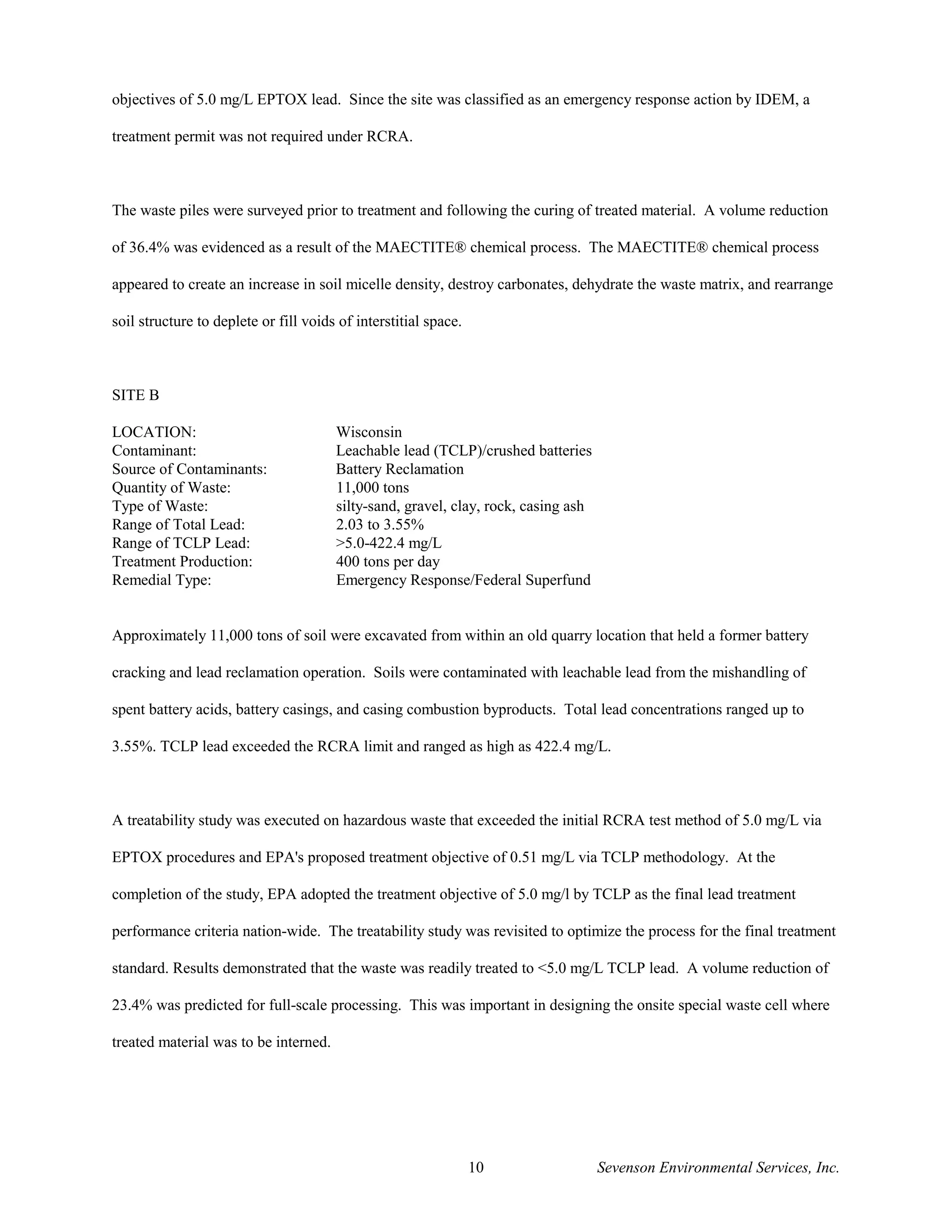 Lead and Heavy Metal Fixation in Soils and Solid Waste by the MAECTITE ...