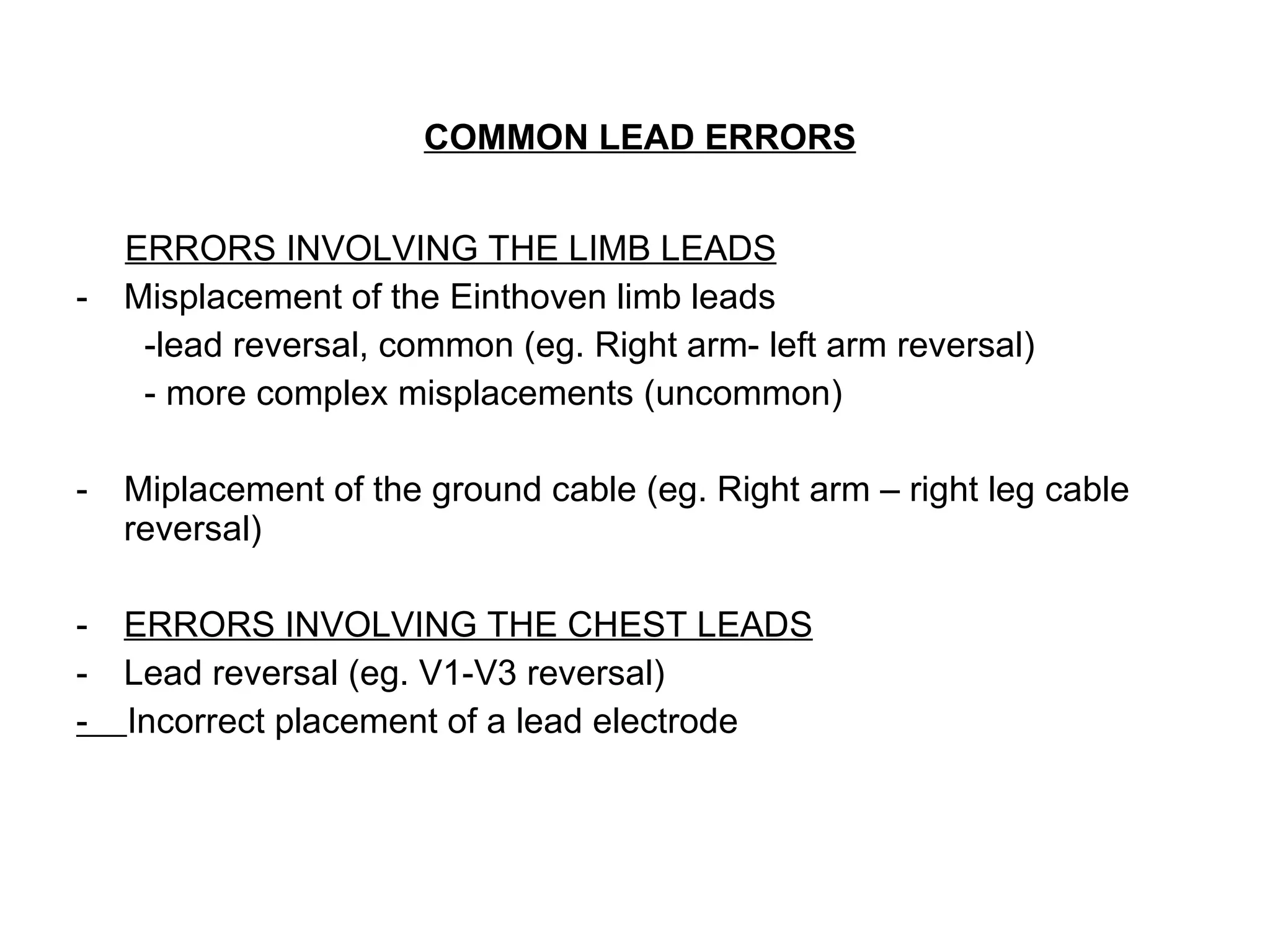 Lead errors: reversal of limb leads | PPT