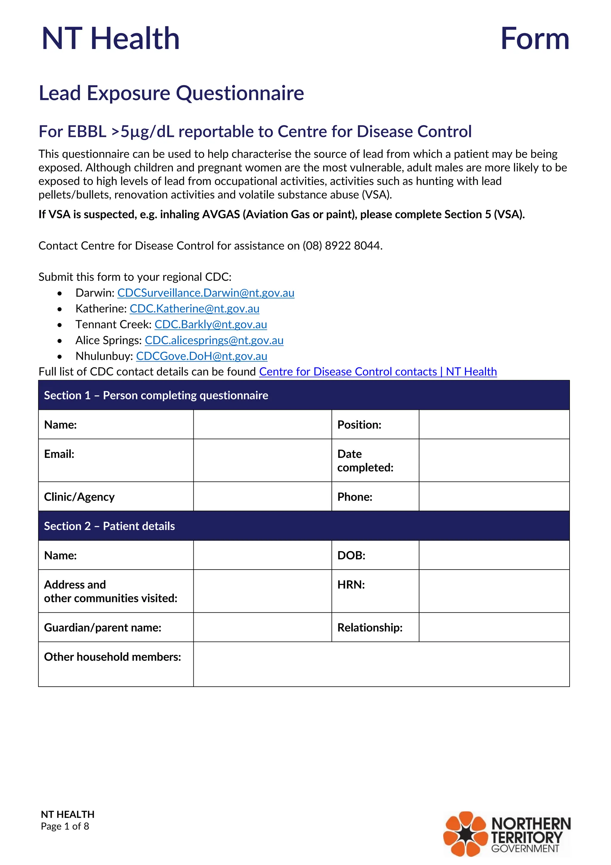 lead-exposure-questionnaire-form.pdf from WHO | PDF