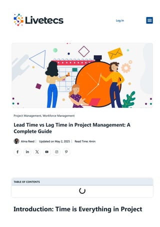 Lead Time vs Lag Time in Project Management (2025 Guide) | PDF