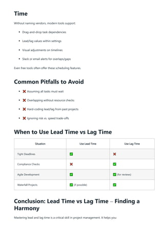Lead Time vs Lag Time in Project Management (2025 Guide) | PDF
