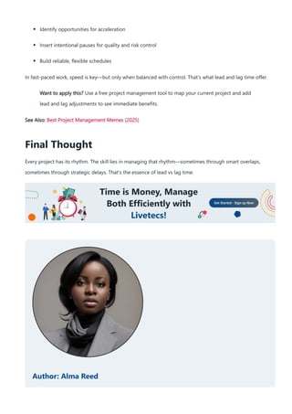Lead Time vs Lag Time in Project Management (2025 Guide) | PDF