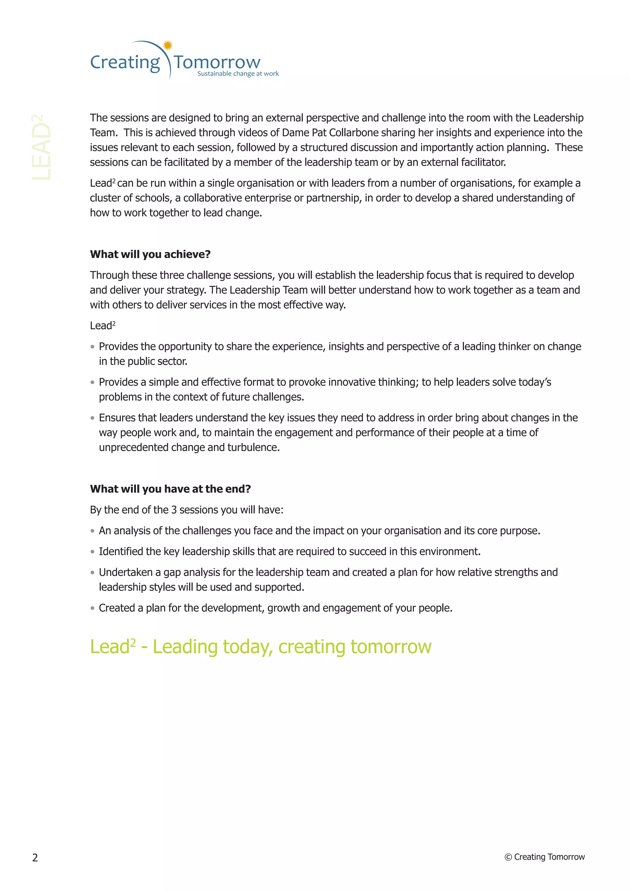 Creating Tomorrow - Lead2 | PDF