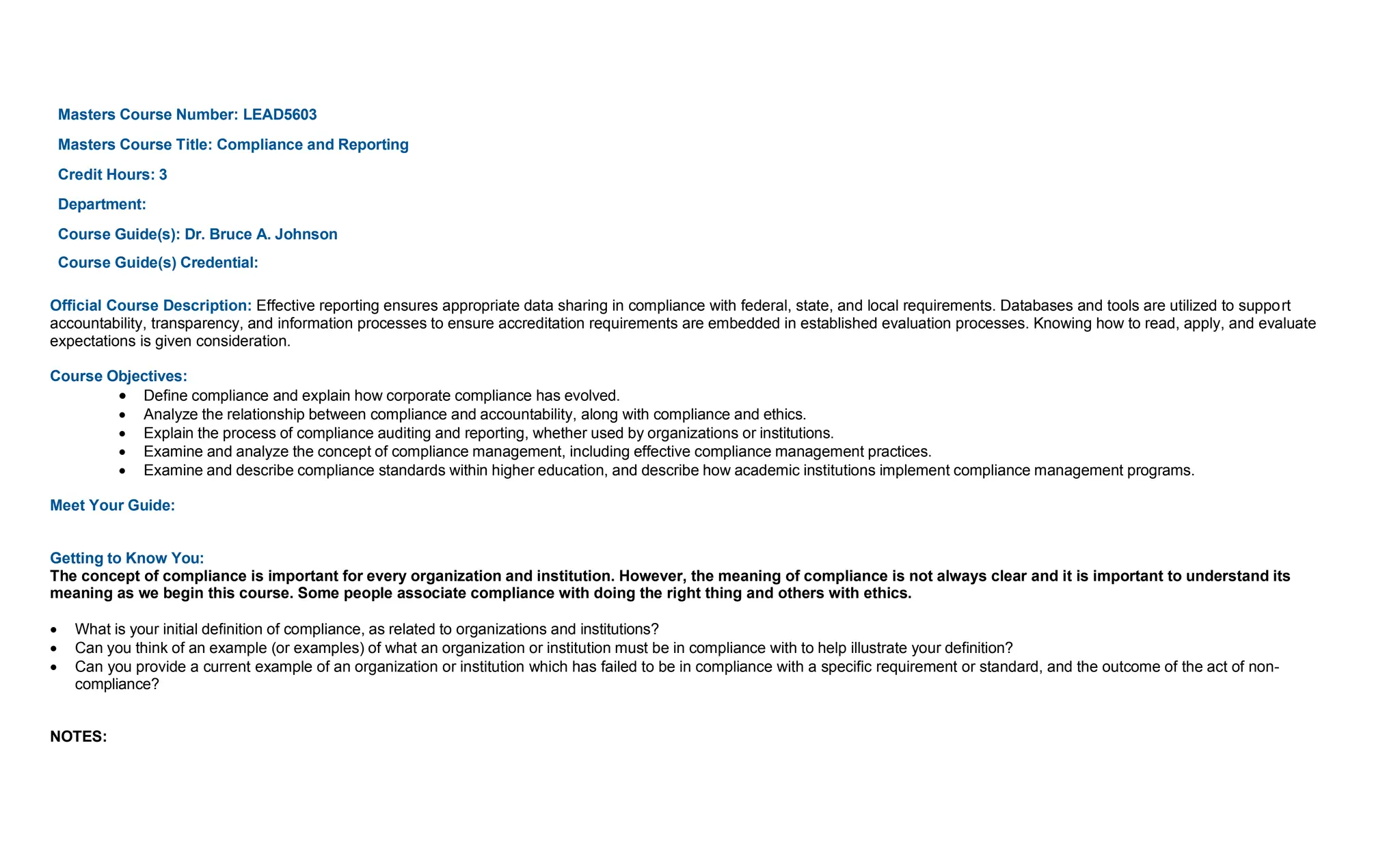 LEAD5603 Compliance and Reporting Bluepr | PPT