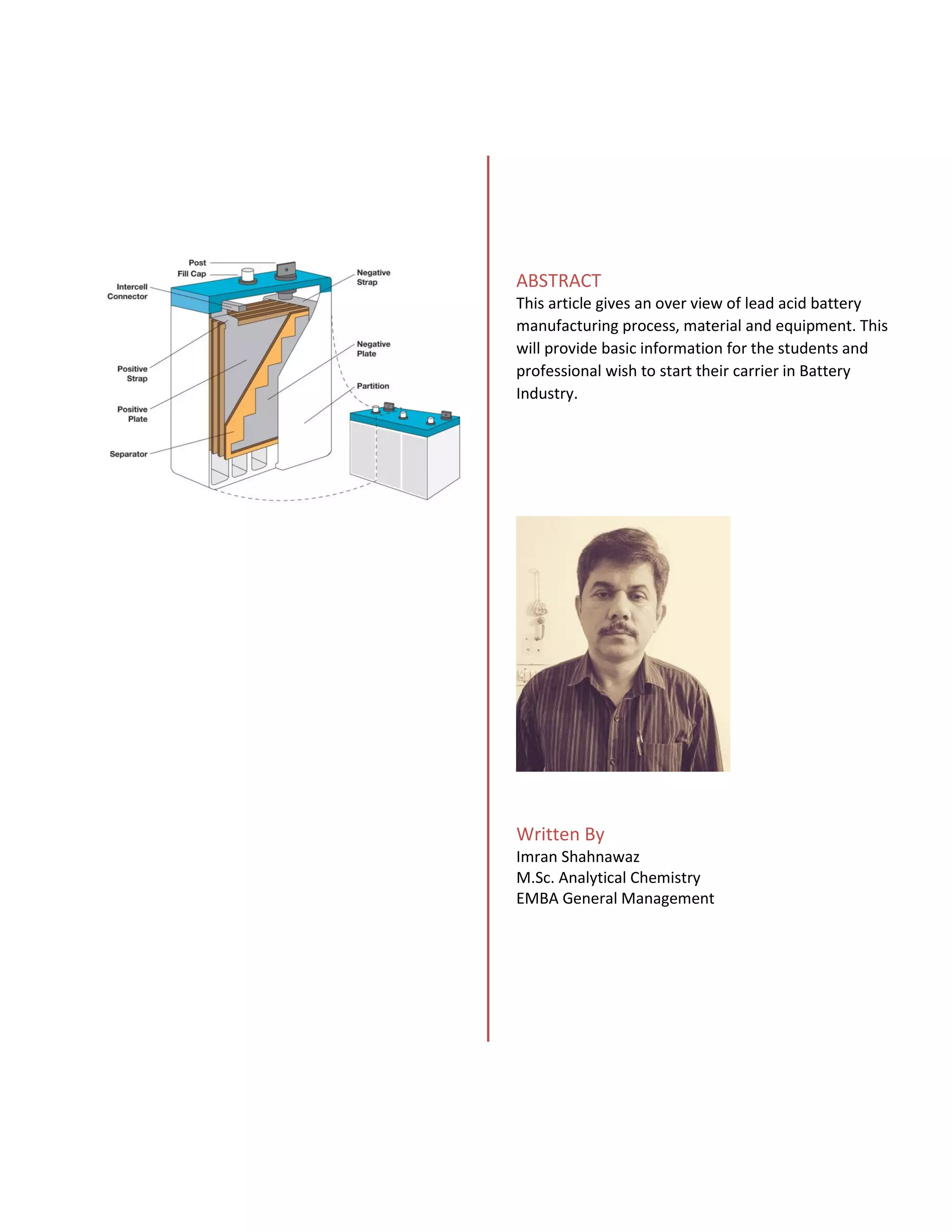 Lead acid battery manufacturing process | PDF