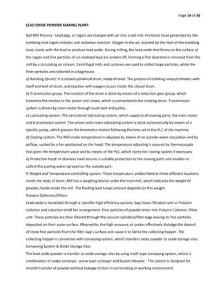 Lead acid battery manufacturing process | PDF