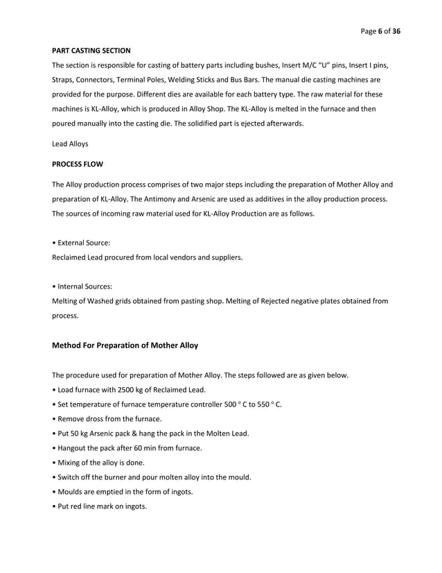 Lead acid battery manufacturing process | PDF | Home Appliances | Home ...