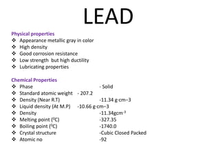 Lead and it’s alloys | PPTX