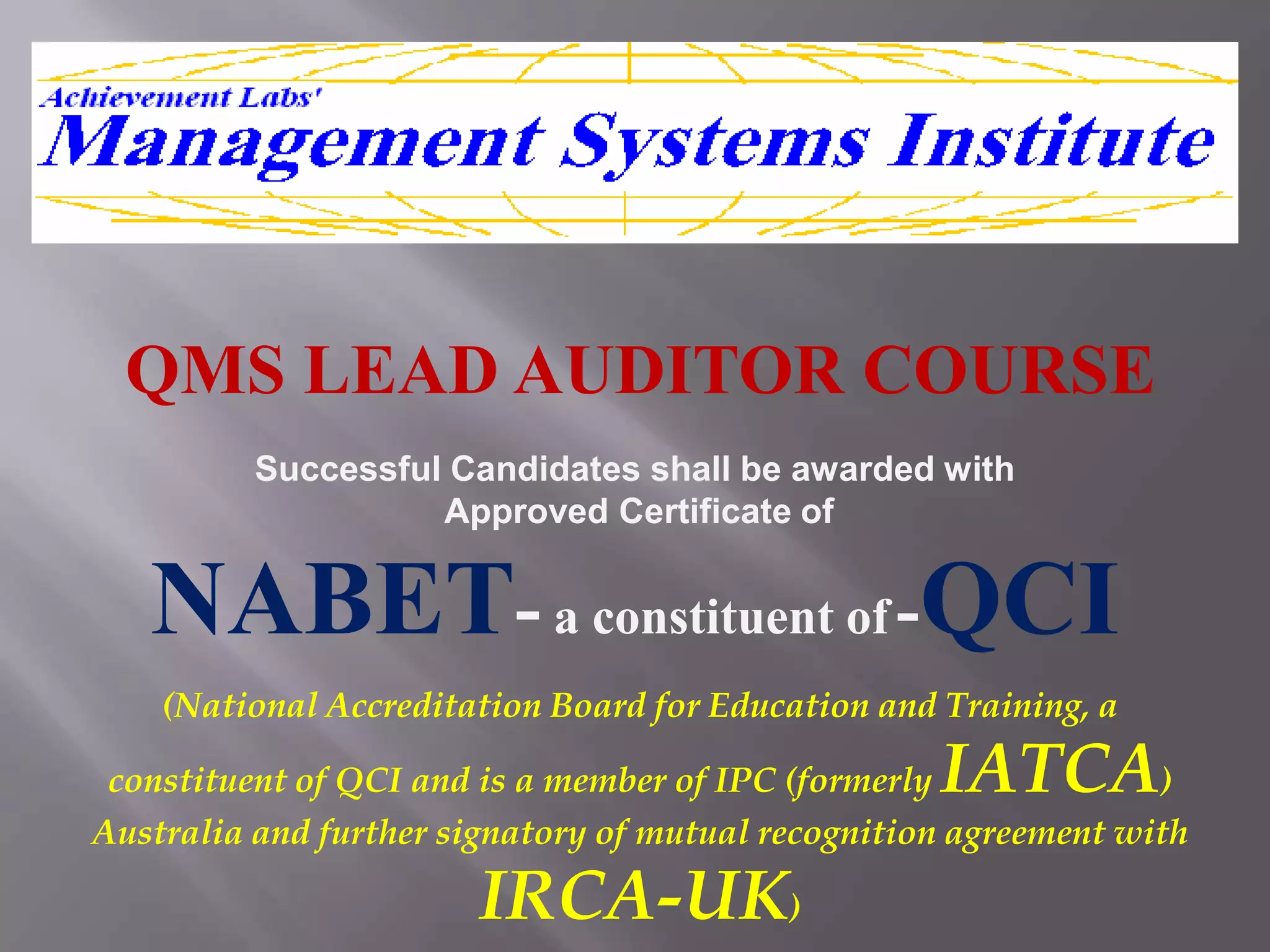 Lead auditor qms | PPT