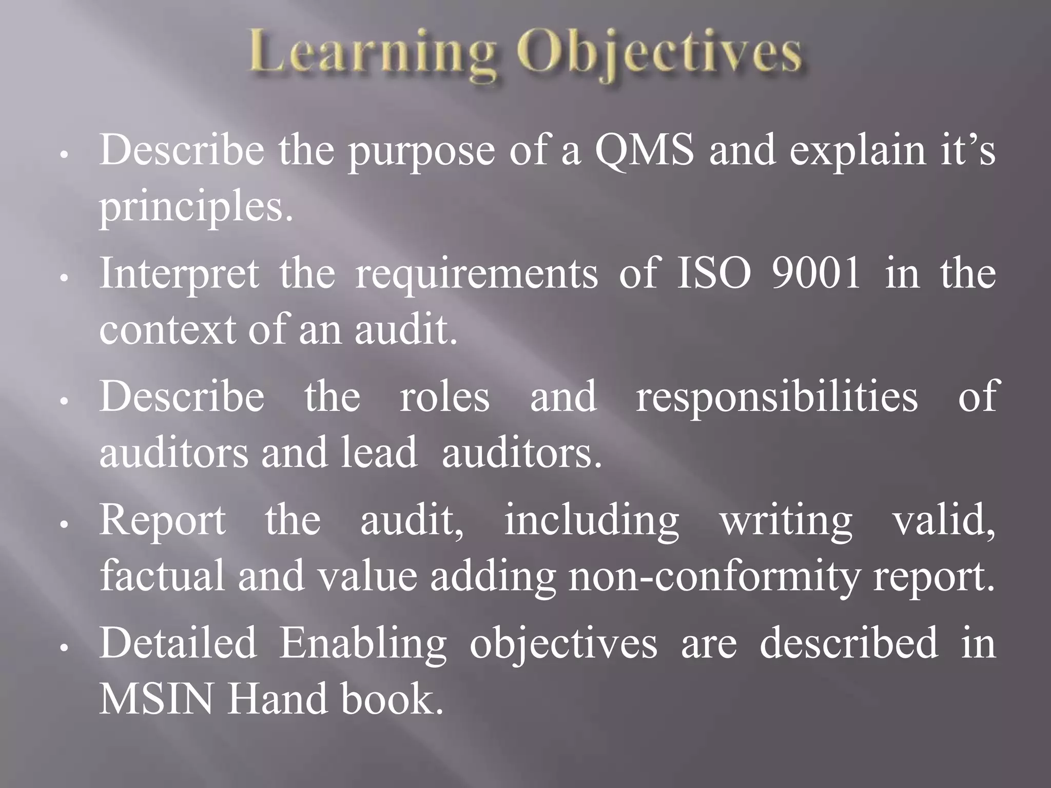 Lead auditor qms | PPTX