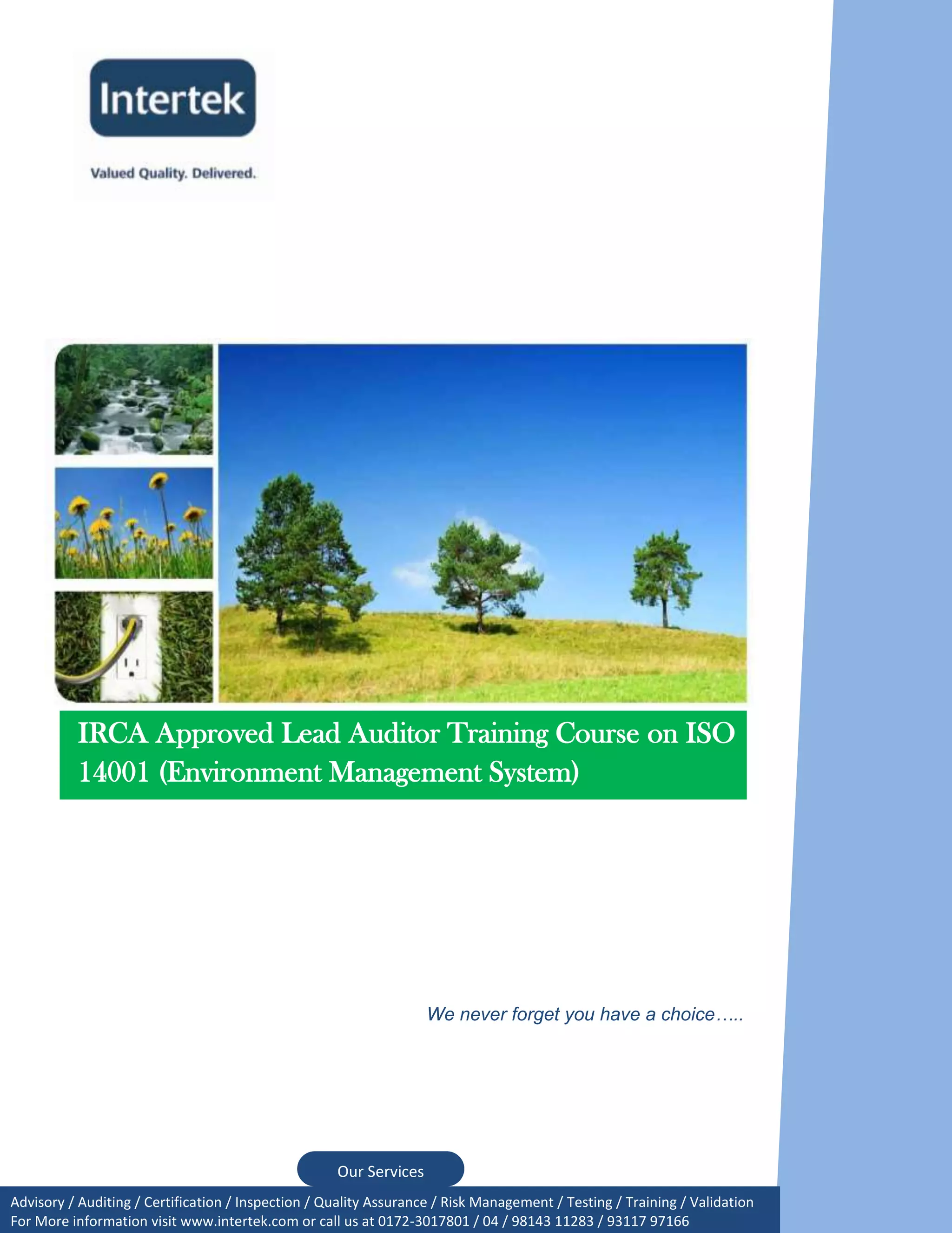 Lead auditor training environmental management system irca approved | PDF