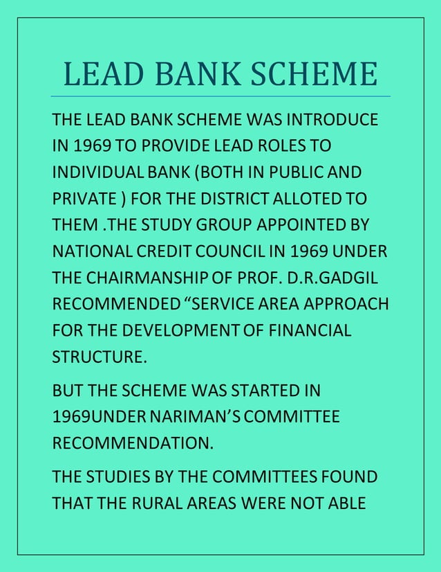 Lead bank scheme | DOCX