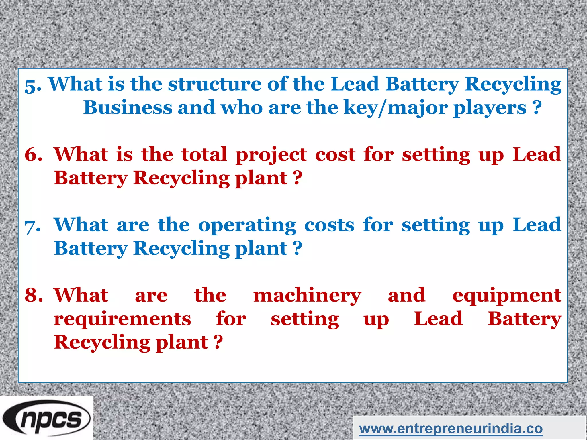Lead Battery Recycling | PPT