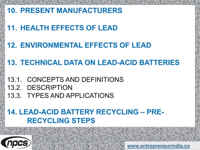 Lead Battery Recycling | PPT