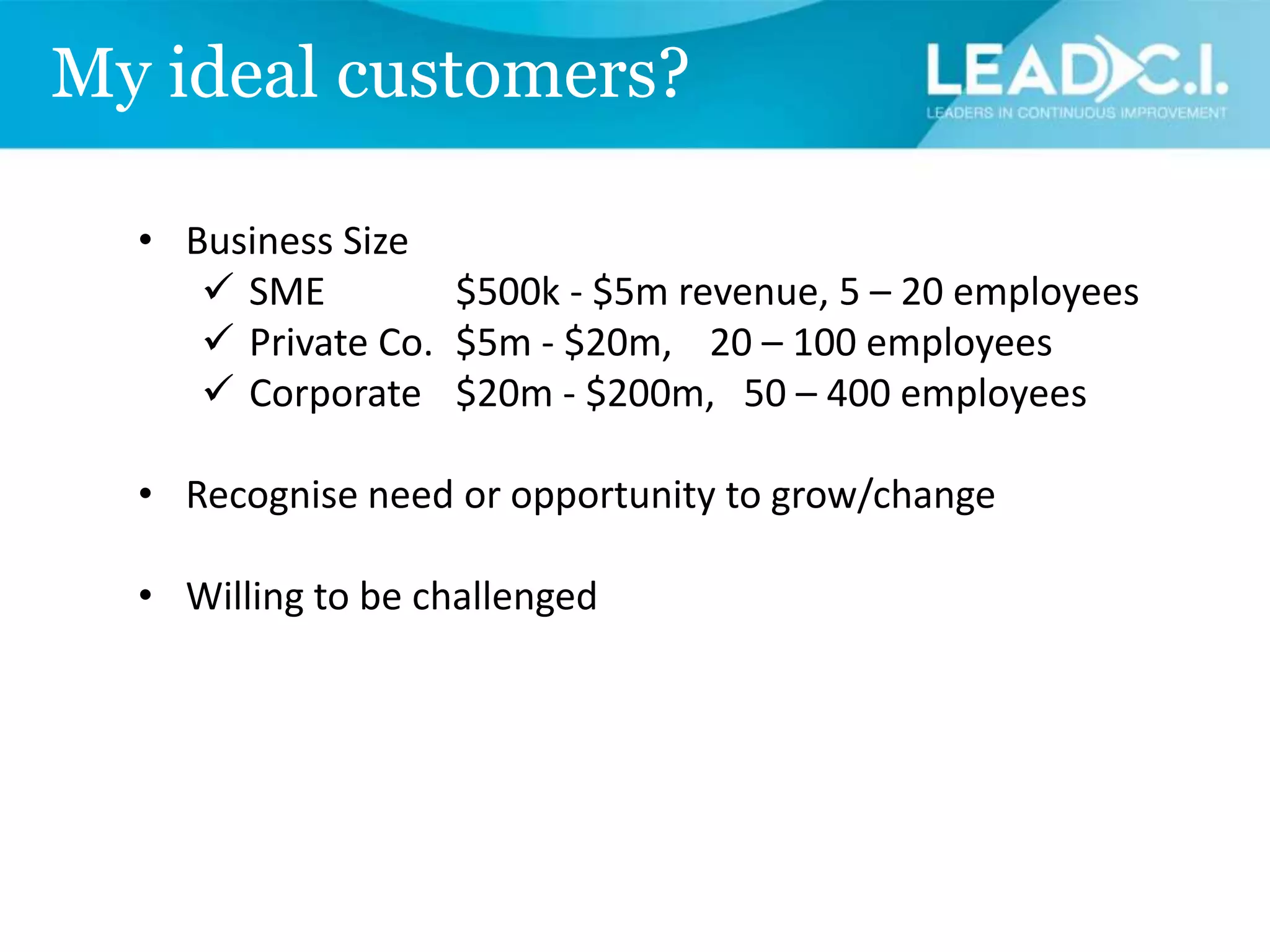 Lead C.I. Introduction - Leaders In Continuous Improvement | PPT