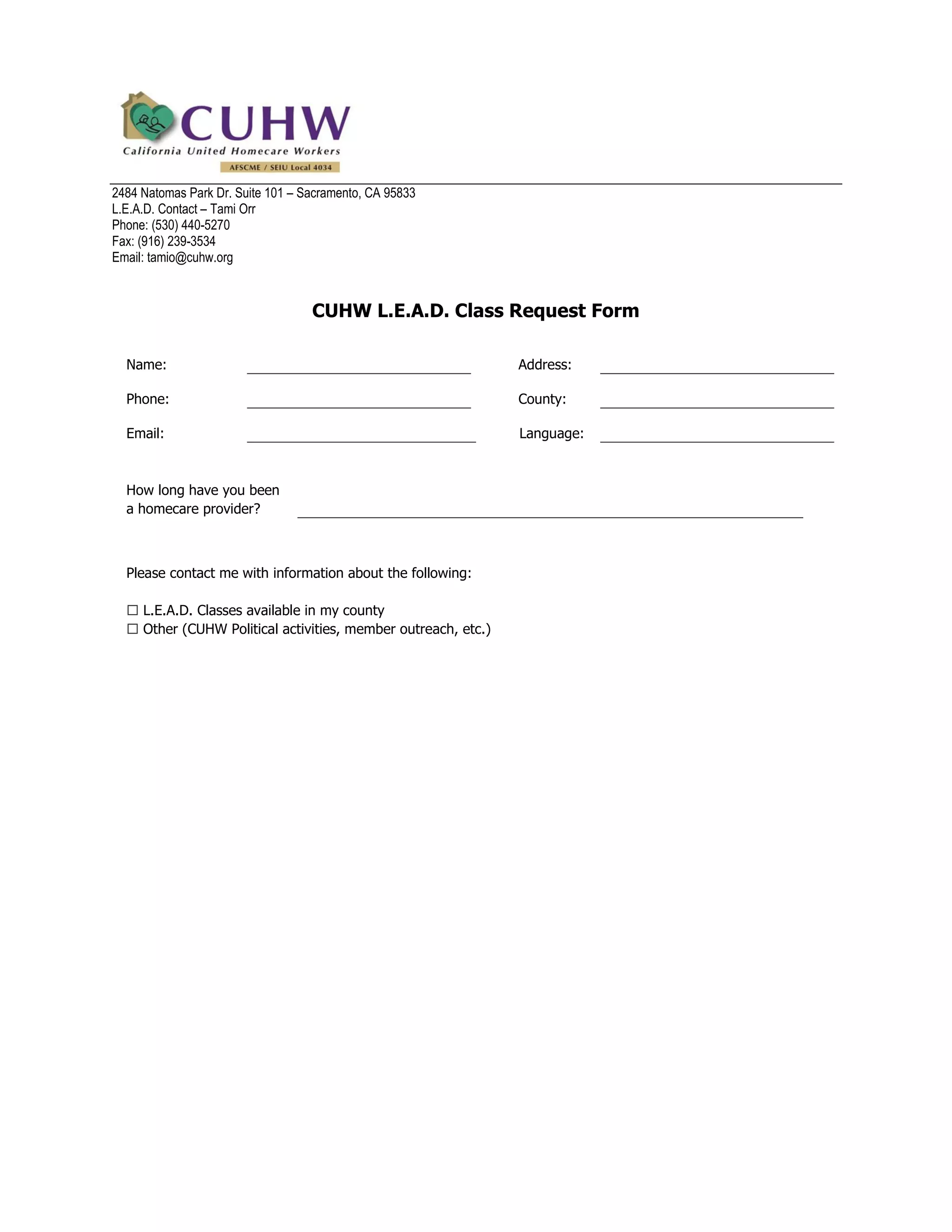 Lead class request form | PDF