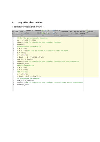 LEADCOMPENSATOR DESIGN FOR A SYSTEM USING MATLAB | PDF